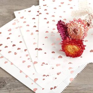 Kesoto 100 Pack Assorted Rose Gold Foil Dots Small Paper Treat Bags for Candy Cookie Buffet, Food Safe Biodegradable Party Favor Bags