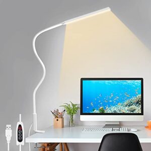 led desk lamp, yotutun swing arm table lamp with clamp, flexible gooseneck task lamp, eye-caring architect desk light, 3 modes 10 brightness levels, memory function desk lamps for home office, 10w