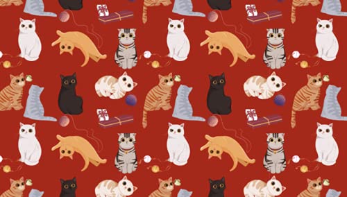 Reversible Gift Wrapping Paper-Rolled 5 Sheets-Cat-Includes Ribbon and Double-sided Tape-Unique Design for Anniversary Birthdays Valentine's Day Party Christmas Holiday Present(33"" X 17.5"" each sheet)