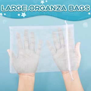 200 Pcs Large White Organza Bags 7 x 9 Inch Organza Gift Party Favor Bags Mesh Bags Drawstring Gift Bags Jewelry Pouch Gift Wrap Bags for Valentine Wedding Baby Shower Birthday Party Goodie Packaging