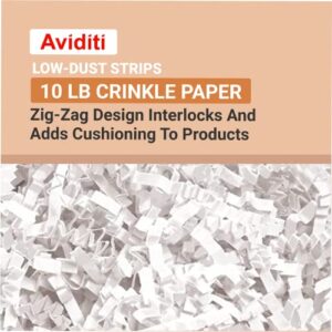 Aviditi Shipping & Packing Tissue Paper White, 10 lb Case | Crinkle Cut Paper Shred for Packing, Moving and Storage