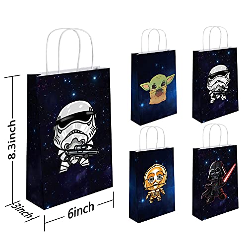 LAGREME Mandalorian baby Yoda Theme Birthday Party Decorations Gift Bags for Yoda Goodie Bags Party Supplies, 16 Count (Pack of 1)