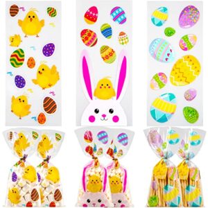 labeol 150pcs cellophane bags 5x11 easter treat bags with ties goodie bags clear gift bags for candy cookie party favor birthday baby shower