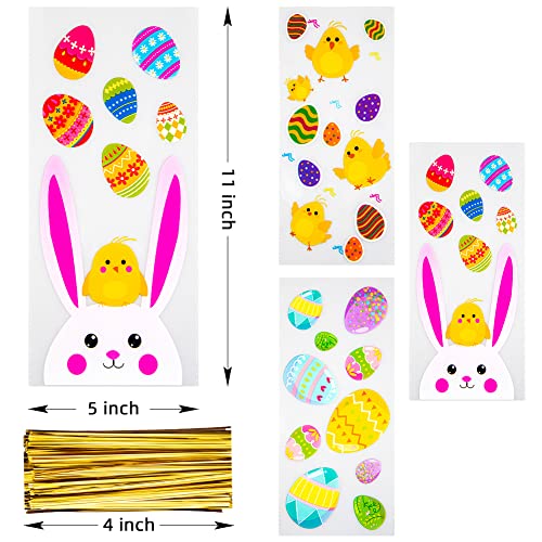 Labeol 150pcs Cellophane Bags 5X11 Easter Treat Bags with Ties Goodie Bags Clear Gift Bags for Candy Cookie Party Favor Birthday Baby Shower