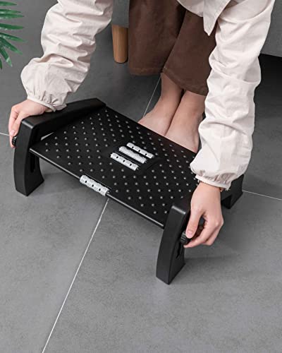 Fanwer 6 Height Adjustable Foot Rest for Under Desk at Work, Ergonomic Foot Stool with Massage Rollers, Ergonomic Tilted Footrest Foot Massager for Home Office Work