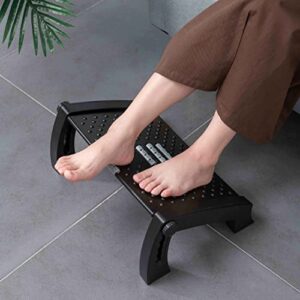 fanwer 6 height adjustable foot rest for under desk at work, ergonomic foot stool with massage rollers, ergonomic tilted footrest foot massager for home office work