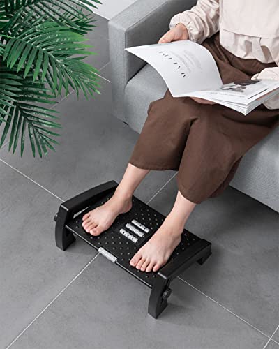 Fanwer 6 Height Adjustable Foot Rest for Under Desk at Work, Ergonomic Foot Stool with Massage Rollers, Ergonomic Tilted Footrest Foot Massager for Home Office Work