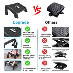 Fanwer 6 Height Adjustable Foot Rest for Under Desk at Work, Ergonomic Foot Stool with Massage Rollers, Ergonomic Tilted Footrest Foot Massager for Home Office Work