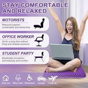 Gel Seat Cushion, Seat Cushion with Non-Slip Cover Gel Cushion for Office Chair Car Wheelchair Seat Cushion Double Thick Breathable Honeycomb Egg Seat Cushion for Tailbone Back Sciatica Pain Relief