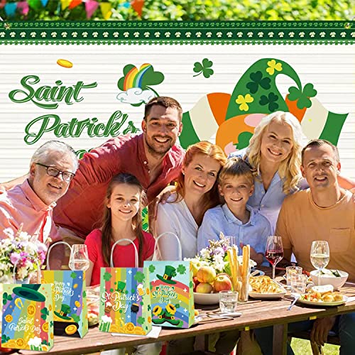 sorkwo 12 Pack St. Patrick's Day Gift Bags with Handle, Shamrock Theme Party Gift Bag Irish Clover Holiday Gift Bags for St. Patrick's Day Party Favors Supplies (St. Patrick's Day Gift Bags)