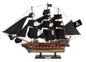 handcrafted nautical decor wooden black pearl black sails limited model pirate ship 26″ – decorative boat