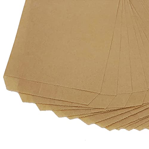 Quotidian Brown Small Flat Kraft Paper Bags 3x5 for Bakery Cookies Treat Candies Dessert Chocolate Soap Wedding Tossing, Stamps, Party Favor, Pack of 100 (3’’ x 5’’)