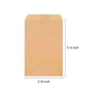 Quotidian Brown Small Flat Kraft Paper Bags 3x5 for Bakery Cookies Treat Candies Dessert Chocolate Soap Wedding Tossing, Stamps, Party Favor, Pack of 100 (3’’ x 5’’)