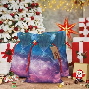 Drawstrings Christmas Gift Bags Galaxy-Sky-Green-Triangle Presents Wrapping Bags Xmas Gift Wrapping Sacks Pouches Medium