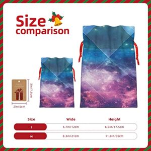 Drawstrings Christmas Gift Bags Galaxy-Sky-Green-Triangle Presents Wrapping Bags Xmas Gift Wrapping Sacks Pouches Medium