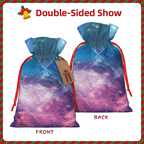 Drawstrings Christmas Gift Bags Galaxy-Sky-Green-Triangle Presents Wrapping Bags Xmas Gift Wrapping Sacks Pouches Medium