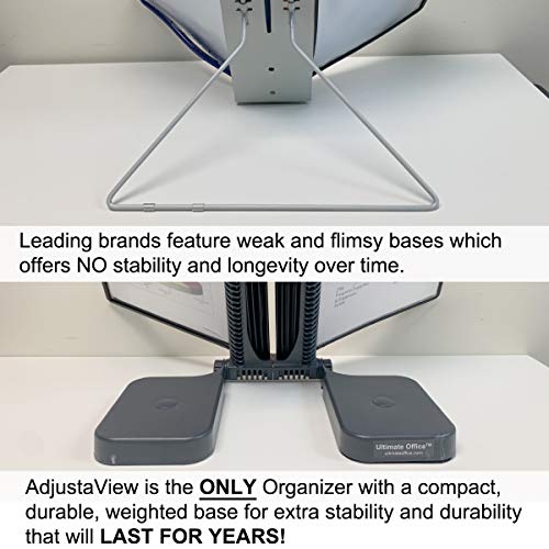 Ultimate Office AdjustaView 20-Pocket Desk Reference Organizer with Easy-Load Pockets and Compact Weighted Base for Stability (Colored Pockets)