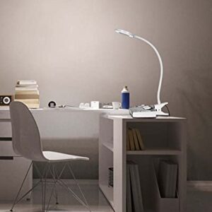 EYOCEAN LED Clip on Light Reading Light, USB Eye-Care Reading Light for Headboard, 3 Modes & 10 Dimming 7W Clamp Desk Lamp, 360°Flexible Gooseneck Night Light(Adapter Included), White