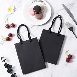 Black Gift Bags 50 Pack, Sdootjewelry Small Black Gift Bags, 5.1” x 2.4” x 7.5” Black Paper Bags with Handles, Black Mini Gift Bags, Shopping Bags for Small Business, Retail and Shopping