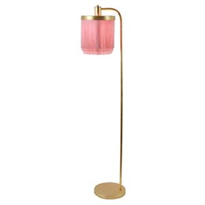 decor therapy framboise fringe shade floor lamp, gold leaf