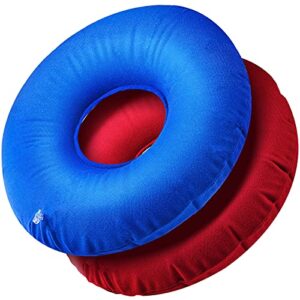 zonon 2 pieces inflatable donut cushion inflatable ring cushion seat 15 inch round inflatable cushion portable donut cushion pillow for home office chair wheelchair car, 2 colors (blue, red)