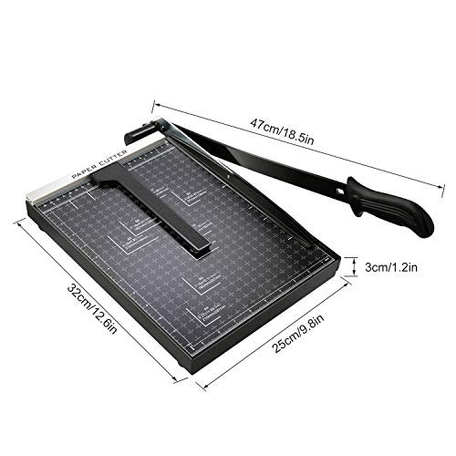 Plohee Paper Trimmer, Guillotine Paper Cutter, Gridded Photo Guillotine Craft Machine with 12 Inch Cut Length, 12 Sheet Capacity for Home and Office (Black)