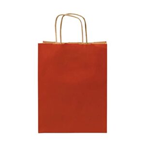 Red Gift Bags - 8x4x10 Inch 50 Pack Small Kraft Paper Shopping Bags with Handles, Craft Totes in Bulk for Boutiques, Small Business, Retail Stores, Birthday Parties, Christmas, Valentines, Holidays