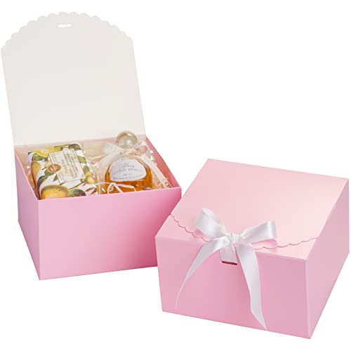 WholeMy Pink Gift Boxes 10 Pack 6x6x3.7 Inches, Gift Boxes with Lids for Presents, Small Gift Boxes for Bridesmaid Proposal, Birthday, Wedding, Baby Shoer, Valentine, Christmas