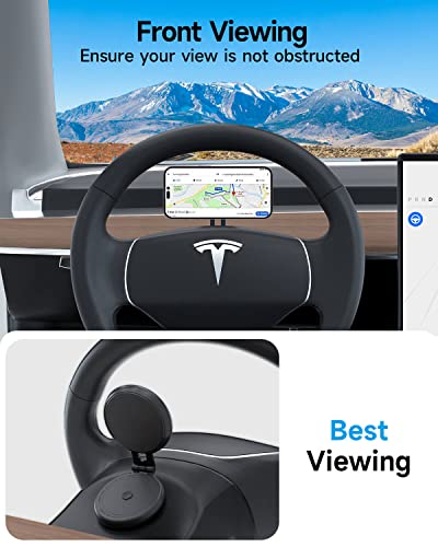 Tesla Phone Mount, MagSafe Car Mount for Tesla Model 3 Model Y, Foldable Hidden Magnetic Phone Mount Fit for iPhone 14 13 12 Series and All Phone, Tesla Model 3 Accessories, Tesla Model Y Accessories