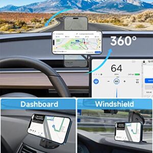 Tesla Phone Mount, MagSafe Car Mount for Tesla Model 3 Model Y, Foldable Hidden Magnetic Phone Mount Fit for iPhone 14 13 12 Series and All Phone, Tesla Model 3 Accessories, Tesla Model Y Accessories