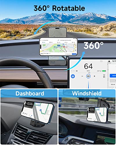 Tesla Phone Mount, MagSafe Car Mount for Tesla Model 3 Model Y, Foldable Hidden Magnetic Phone Mount Fit for iPhone 14 13 12 Series and All Phone, Tesla Model 3 Accessories, Tesla Model Y Accessories