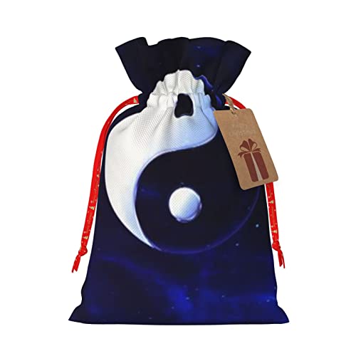 Drawstrings Christmas Gift Bags Dark-Bule-Tai-Chi Presents Wrapping Bags Xmas Gift Wrapping Sacks Pouches Medium