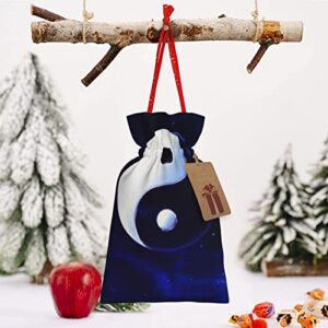 Drawstrings Christmas Gift Bags Dark-Bule-Tai-Chi Presents Wrapping Bags Xmas Gift Wrapping Sacks Pouches Medium