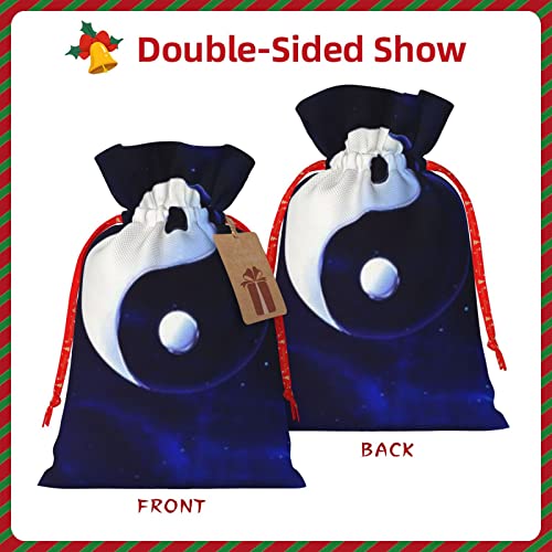 Drawstrings Christmas Gift Bags Dark-Bule-Tai-Chi Presents Wrapping Bags Xmas Gift Wrapping Sacks Pouches Medium