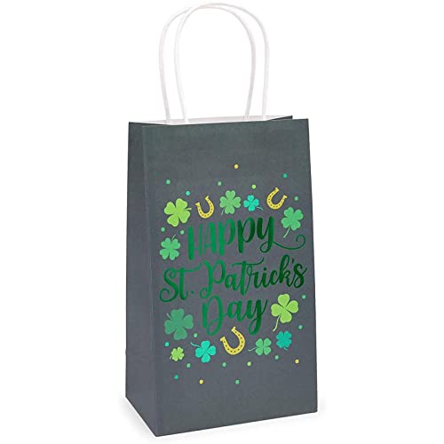 Sparkle and Bash St. Patrick's Party Favor Gift Bags, 4 Designs (9 x 5.3 x 3.15 In, 24 Pack)