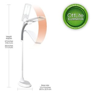 OttLite Standing Floor Lamp with Adjustable Neck, Pivoting Shade Multiuse Lamp - 36w Compact Fluorescent Lamp for Bright Natural Daylight - Modern Home Decor, for Living Room, Reading, Dorm & Office