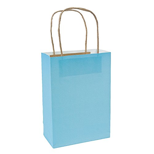 Light Blue Medium Craft Paper Bags (12 Pack)