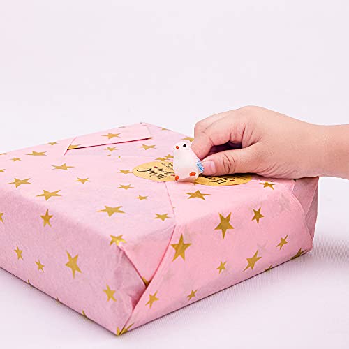 MR FIVE Pink Gold Star Tissue Paper Bulk,20" x 28",Pink Tissue Paper for Gift Bags,Gift Wrapping Paper for DIY and Crafts,Wrapping Paper for Birthday,Holiday,Weddings,30 Sheets