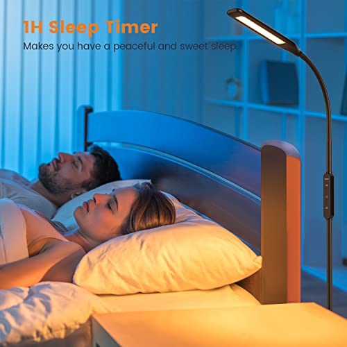 LED Floor Lamp, Laster Reading Standing Lamps with Remote and Touch Control for Living Room, Bedroom, Office with 4 Color Temperature & 4 Brightness Levels, 1H Timer & Memory Function