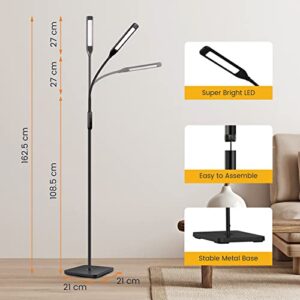 LED Floor Lamp, Laster Reading Standing Lamps with Remote and Touch Control for Living Room, Bedroom, Office with 4 Color Temperature & 4 Brightness Levels, 1H Timer & Memory Function