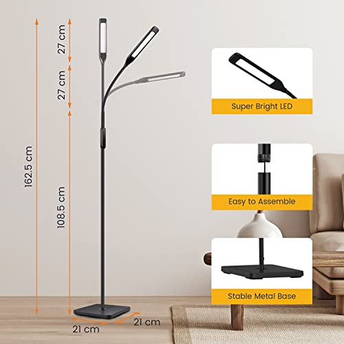 LED Floor Lamp, Laster Reading Standing Lamps with Remote and Touch Control for Living Room, Bedroom, Office with 4 Color Temperature & 4 Brightness Levels, 1H Timer & Memory Function