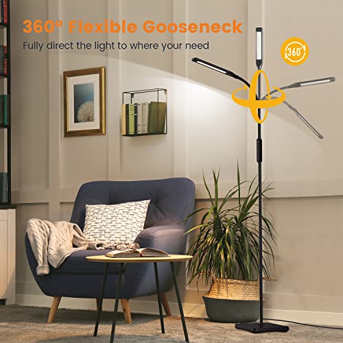 LED Floor Lamp, Laster Reading Standing Lamps with Remote and Touch Control for Living Room, Bedroom, Office with 4 Color Temperature & 4 Brightness Levels, 1H Timer & Memory Function