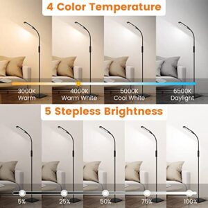 LED Floor Lamp, Laster Reading Standing Lamps with Remote and Touch Control for Living Room, Bedroom, Office with 4 Color Temperature & 4 Brightness Levels, 1H Timer & Memory Function