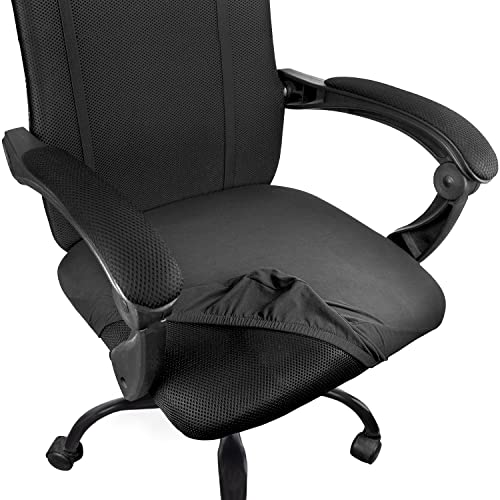 2 Pack Removable Washable Office Computer Chair Seat Covers, Desk Rotating Chair Seat Slipcovers Protectors - Black