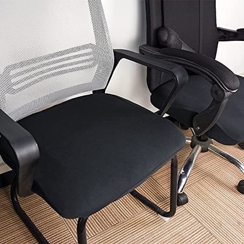 2 Pack Removable Washable Office Computer Chair Seat Covers, Desk Rotating Chair Seat Slipcovers Protectors - Black