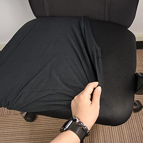 2 Pack Removable Washable Office Computer Chair Seat Covers, Desk Rotating Chair Seat Slipcovers Protectors - Black