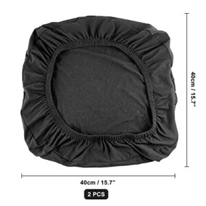 2 Pack Removable Washable Office Computer Chair Seat Covers, Desk Rotating Chair Seat Slipcovers Protectors - Black