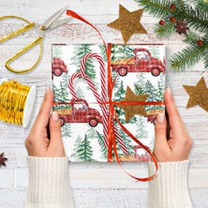 ZINTBIAL Christmas Wrapping Paper for Kids Boys Girls Baby Men Women - Wrapping Paper Christmas Bundle Include White Santa, Green Stockings, Red Truck and Woodland - 29 x 42 Inches per Sheet (4 Jumbo Sheets) - Recyclable, Easy to Store,Not Rolled