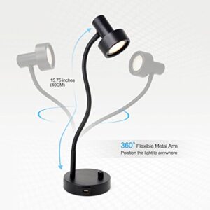 O’Bright Dimmable LED Desk Lamp with USB Charging Port (5V/2A), Full Range Dimming LED, Table Lamp with USB Charger, Flexible Gooseneck, Office Desk Lamp/Bedside Lamp, Vintage Design (Black)