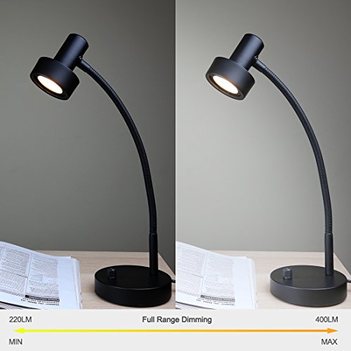 O’Bright Dimmable LED Desk Lamp with USB Charging Port (5V/2A), Full Range Dimming LED, Table Lamp with USB Charger, Flexible Gooseneck, Office Desk Lamp/Bedside Lamp, Vintage Design (Black)